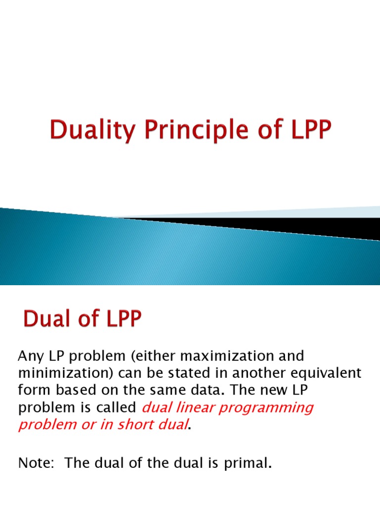 Duality Principle | PDF | Computational Science | Applied Mathematics