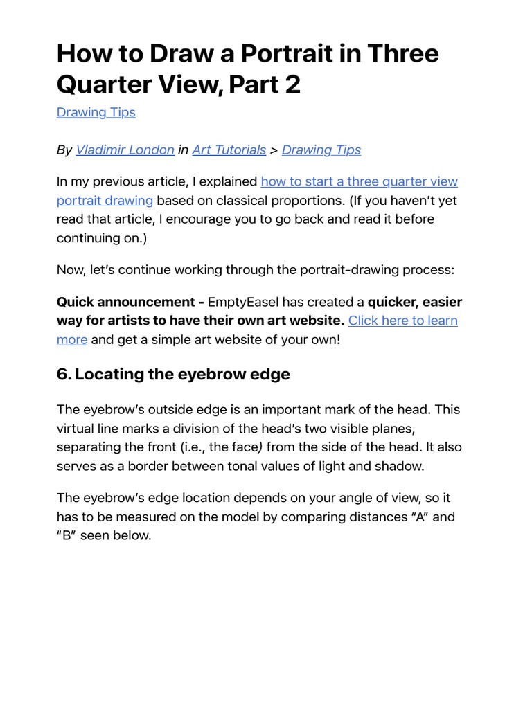 How To Draw A Portrait in Three Quarter View, Part 2 | PDF ...