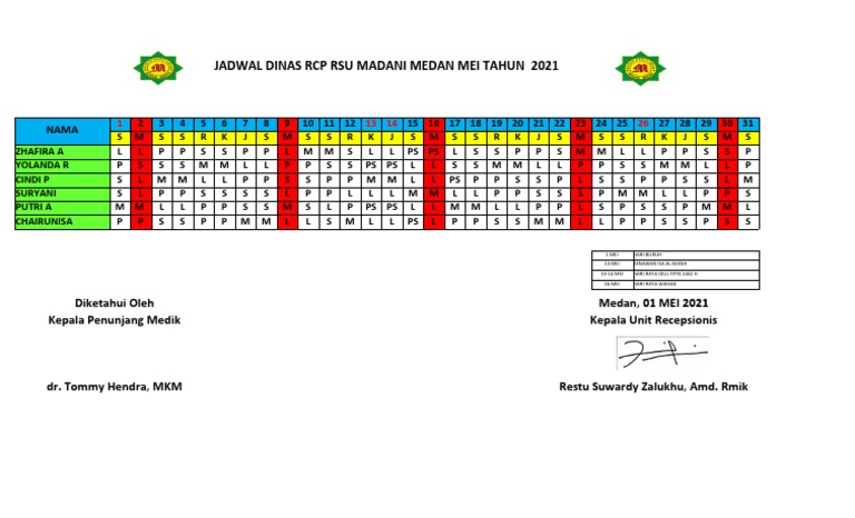 Contoh Format Jadwal Dinas 3 Shif | PDF