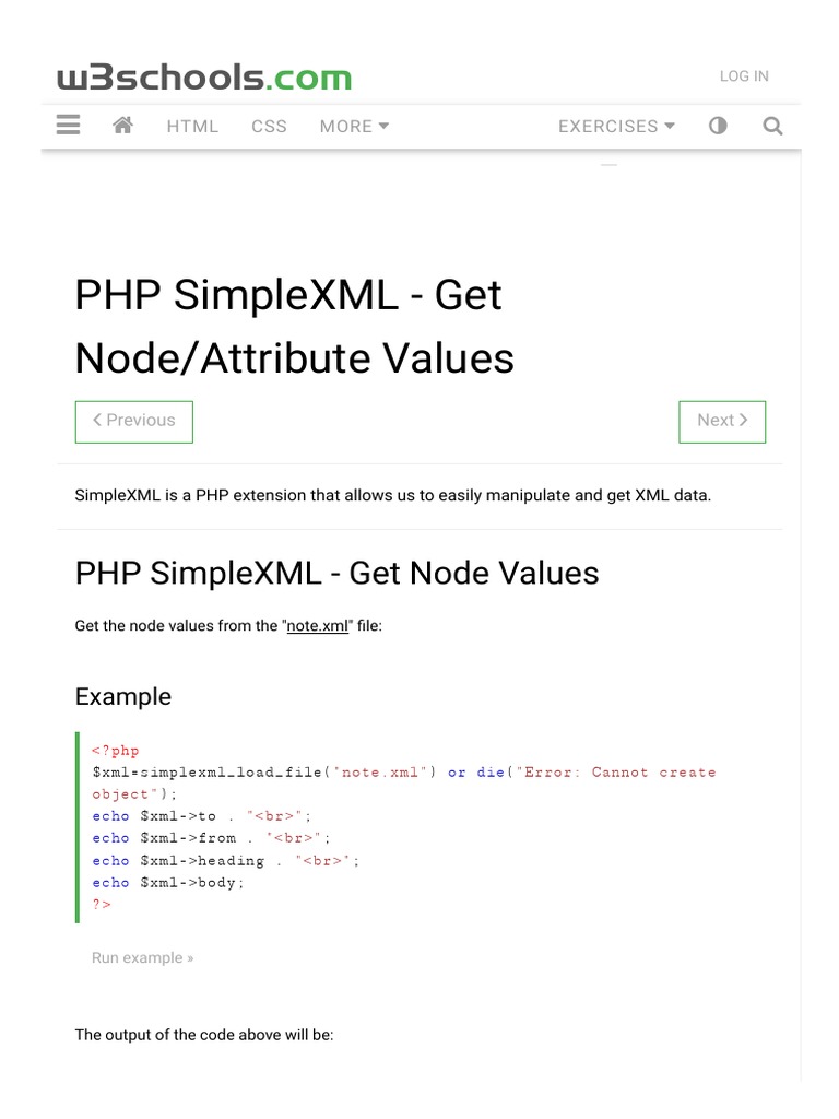Php Simplexml Get Node Attribute Values Pdf Xml Php 