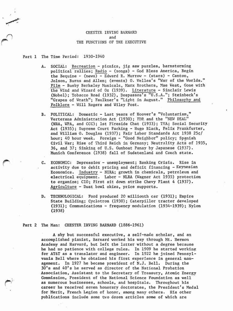 Chester Barnard - Functions of The Executive | PDF | System | Goal