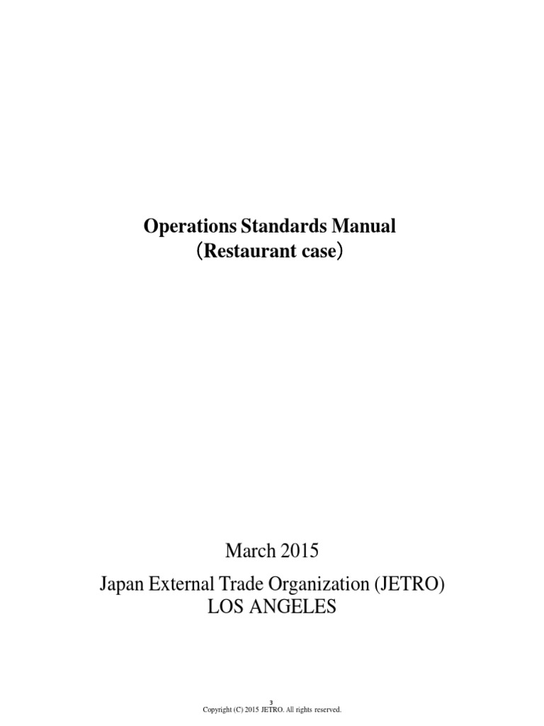 Restaurant Case : Operations Standards Manual | PDF | Foodborne Illness ...