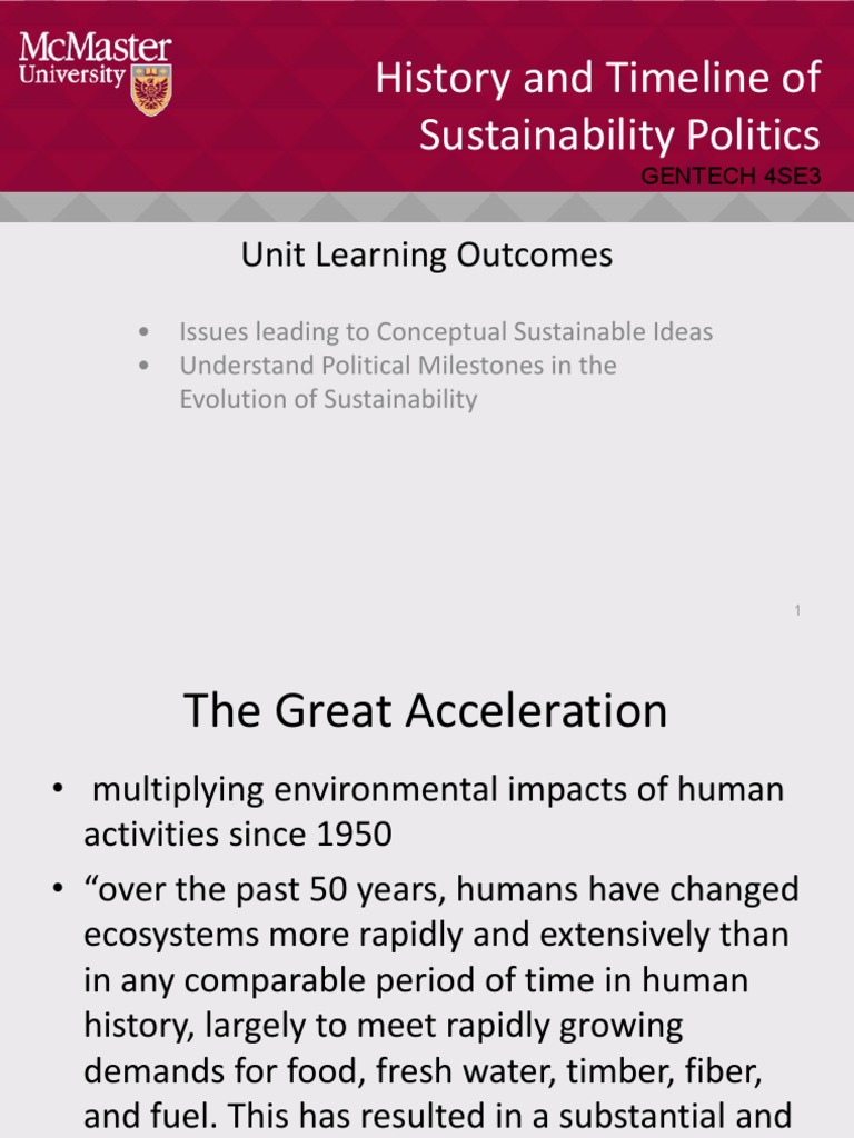 History and Timeline of Sustainability - Tutorial | PDF | National ...