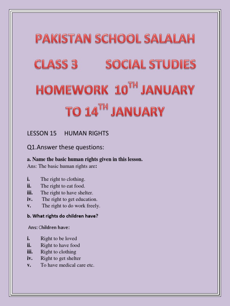 Lesson 15 Human Rights Q1.Answer These Questions | PDF