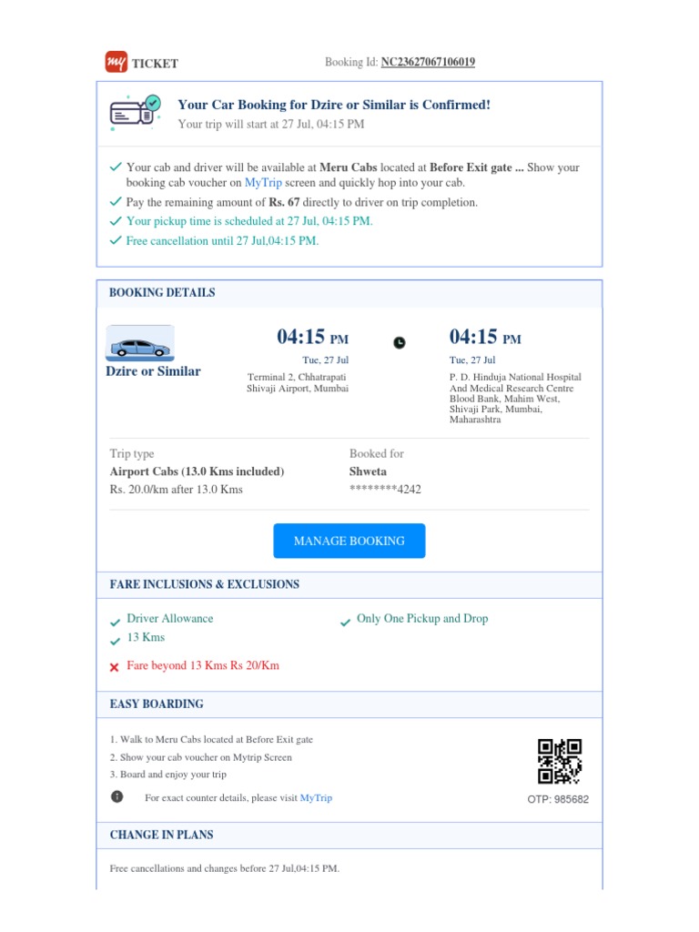 Trips Cab DownloadETicket | PDF | Taxicab | Transport