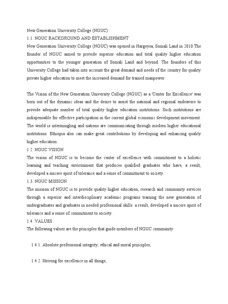 New Generation University College | PDF | Value (Ethics) | Further ...