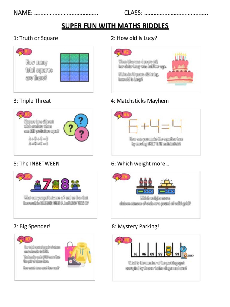Engaging Maths Riddles for Kids | PDF