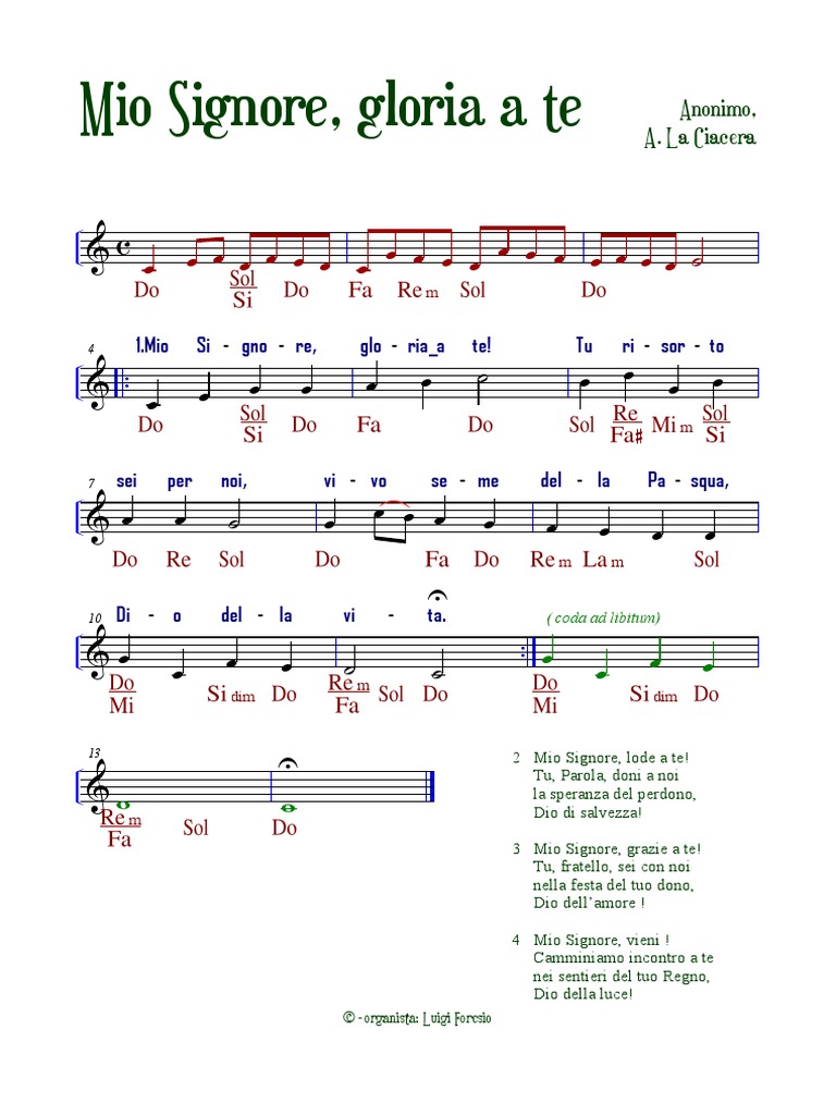 Mio Signore, Gloria A Te | PDF