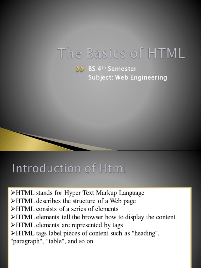 The Basics of HTML | PDF | Html Element | Html