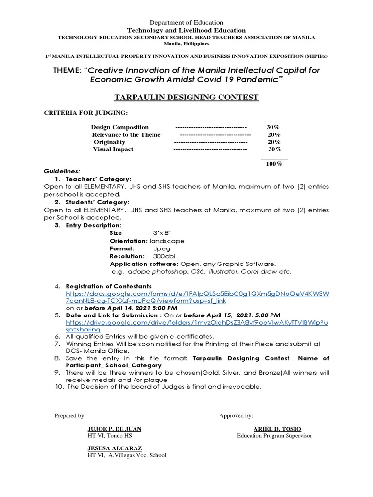Tarp Design Contest Guidelines 1 | PDF | Manila | Adobe Creative Suite