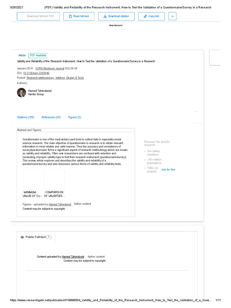 (PDF) Validity and Reliability of The Research Instrument How To Test ...