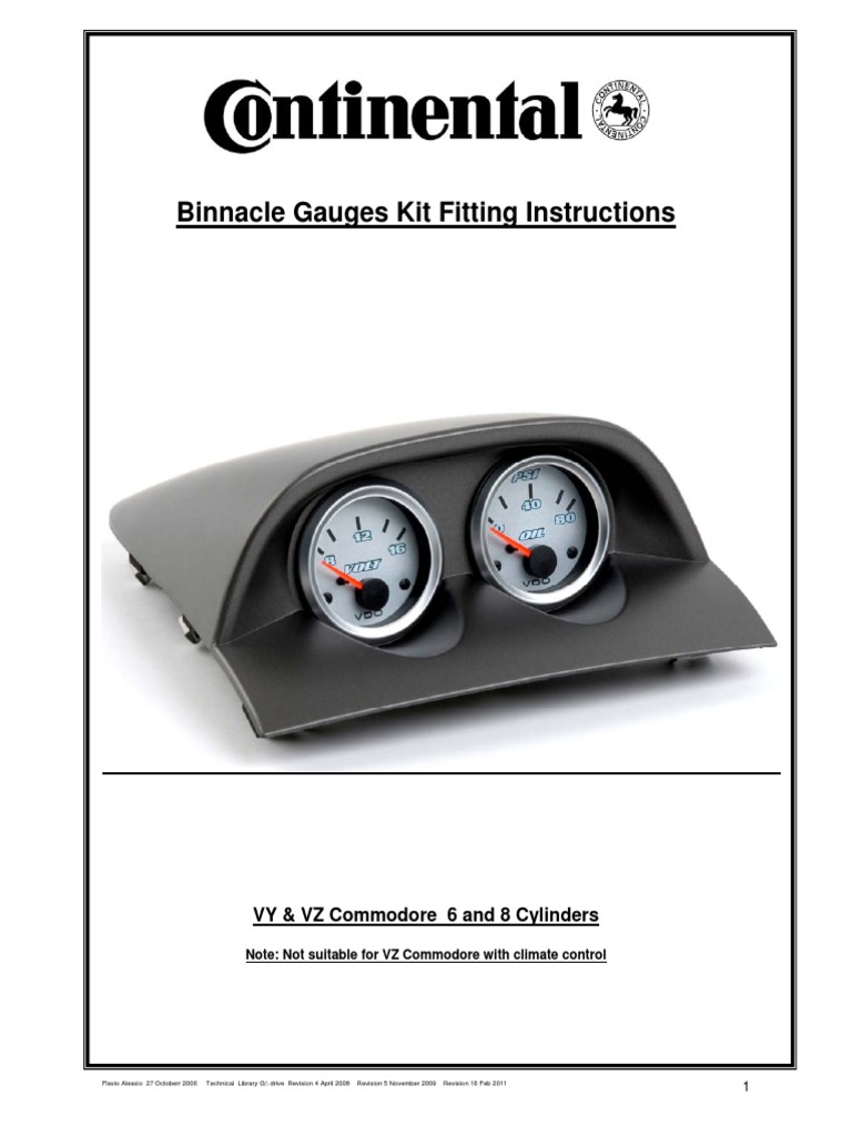 Binnacle Gauges Fitting Instruction For VY | PDF | Electrical Connector ...