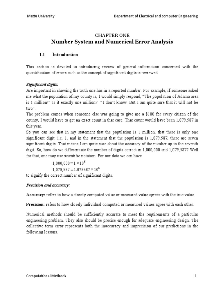 CH 1 Number System and Numerical Error Analysis | PDF | Decimal | Numbers
