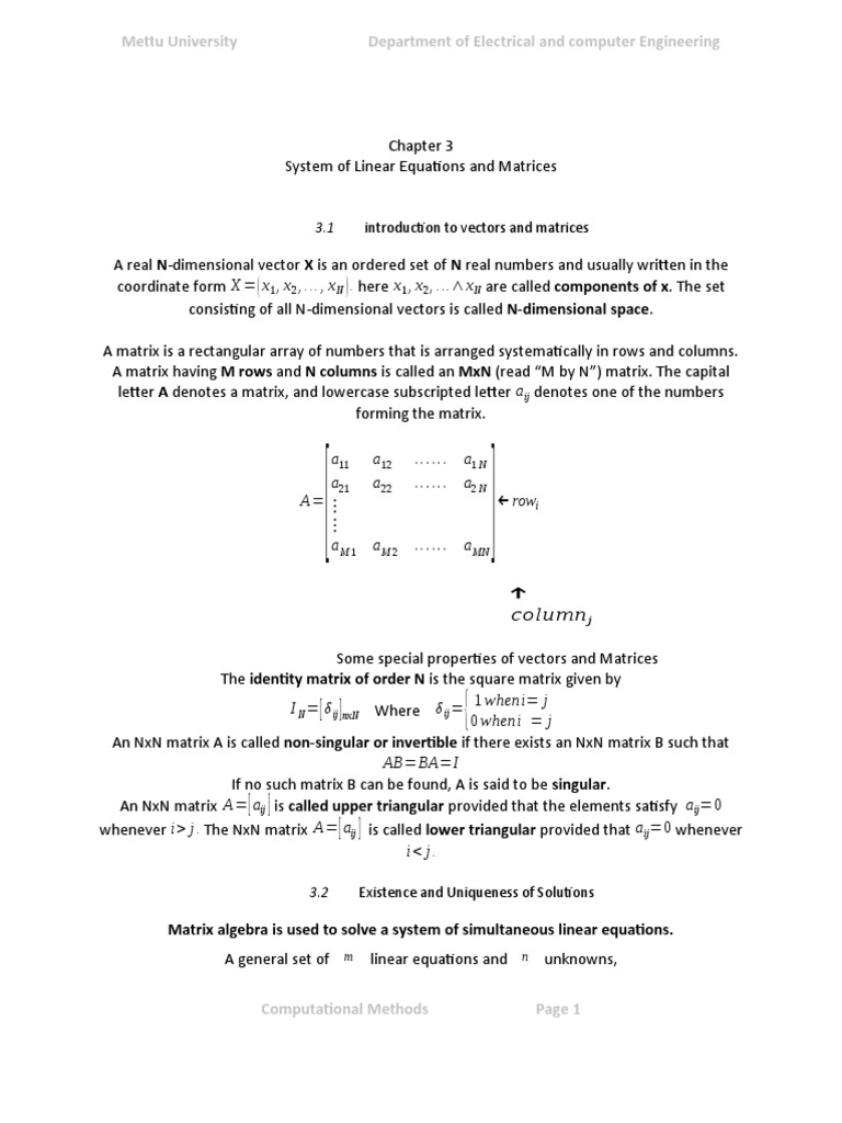 CH 3 System of Linear Equations and Matrices | PDF | Matrix ...