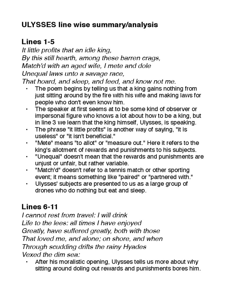 ULYSSES Line Wise Summaryanalysis | Download Free PDF | Odysseus | Unrest