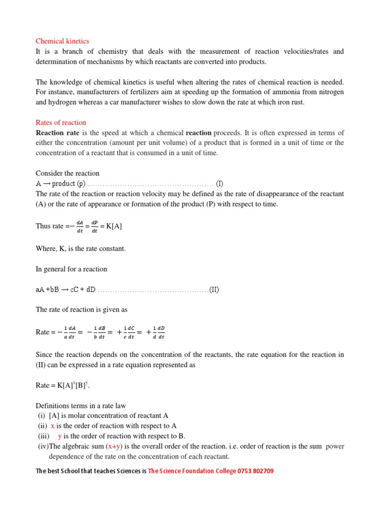 Chemical Kinetics and Reaction Rates | PDF | Reaction Rate | Chemical ...