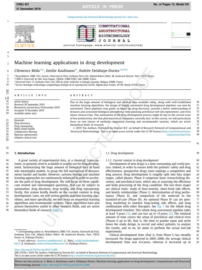 Machine Learning in Drug Development | PDF | Phases Of Clinical ...