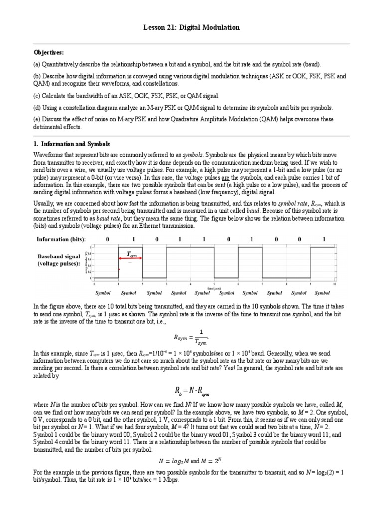 Digital Modulation Course Notes | PDF | Modulation | Physical Layer ...