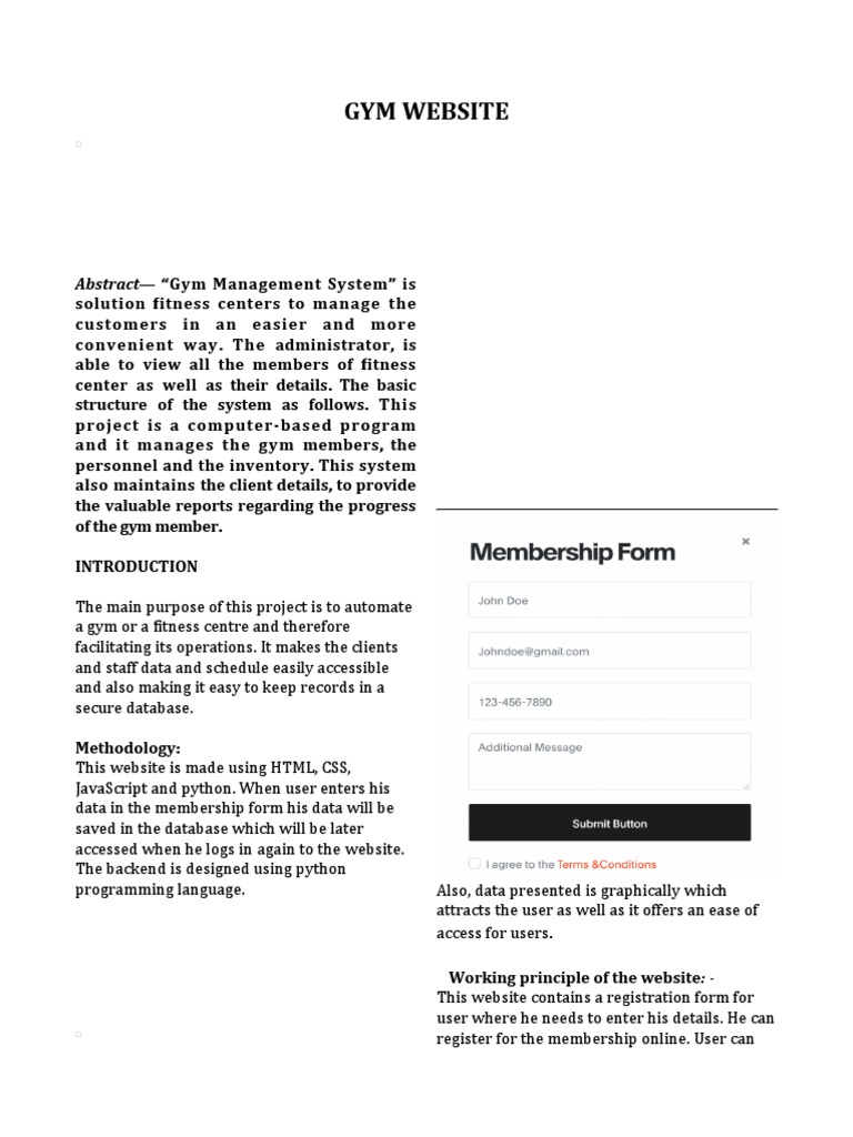 Gym Website: Abstract - "Gym Management System" Is | PDF | Databases ...