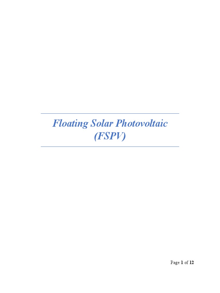 Floating Solar Photovoltaic Overview | PDF | Solar Power | Photovoltaic ...