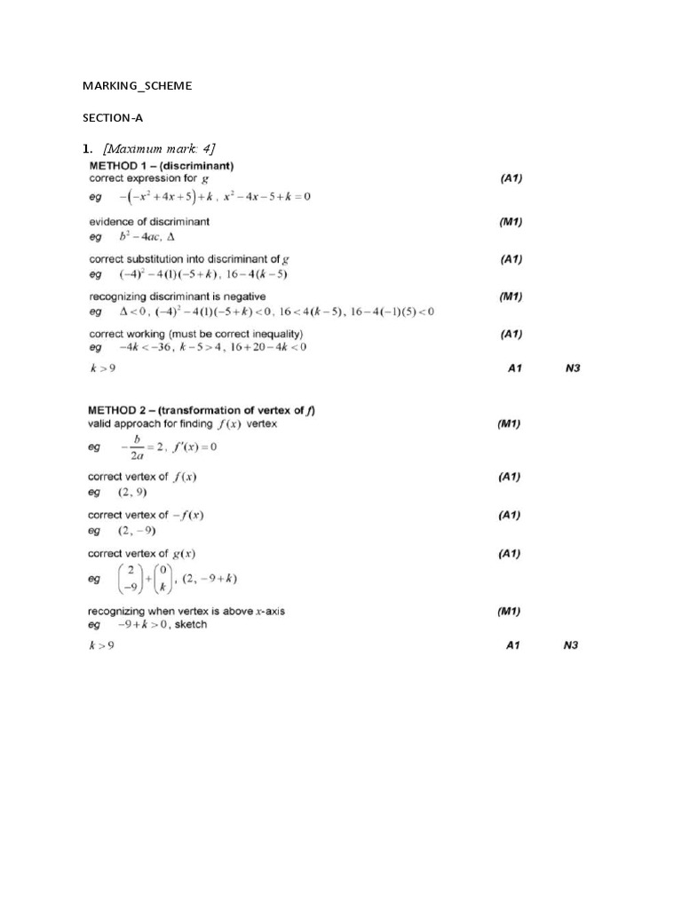 (Maximum Mark: 4) : Marking - Scheme Section-A | PDF