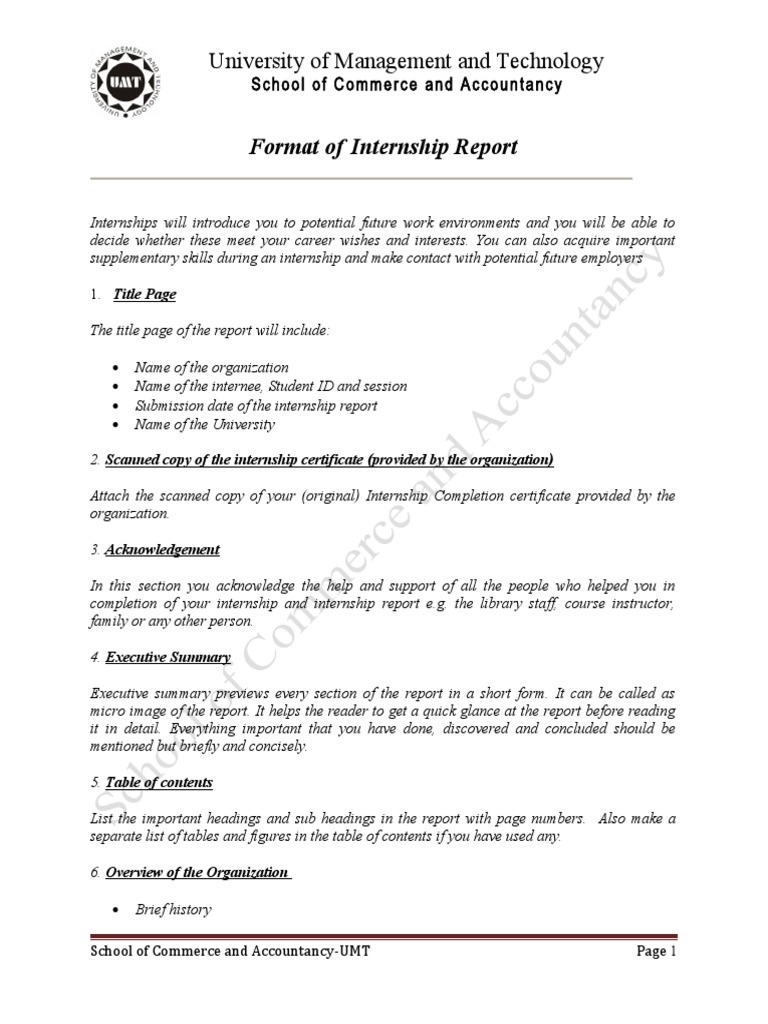 Internship Report Format | PDF | Swot Analysis | Applied Psychology