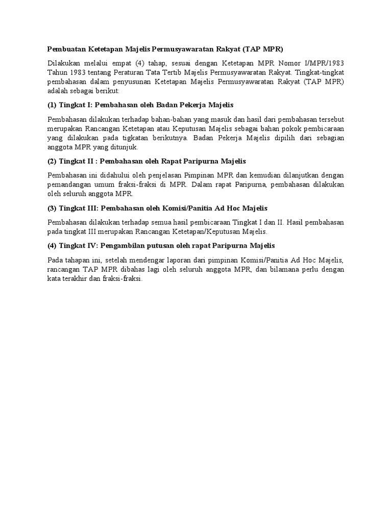 Tahap Pembuatan TAP MPR | PDF