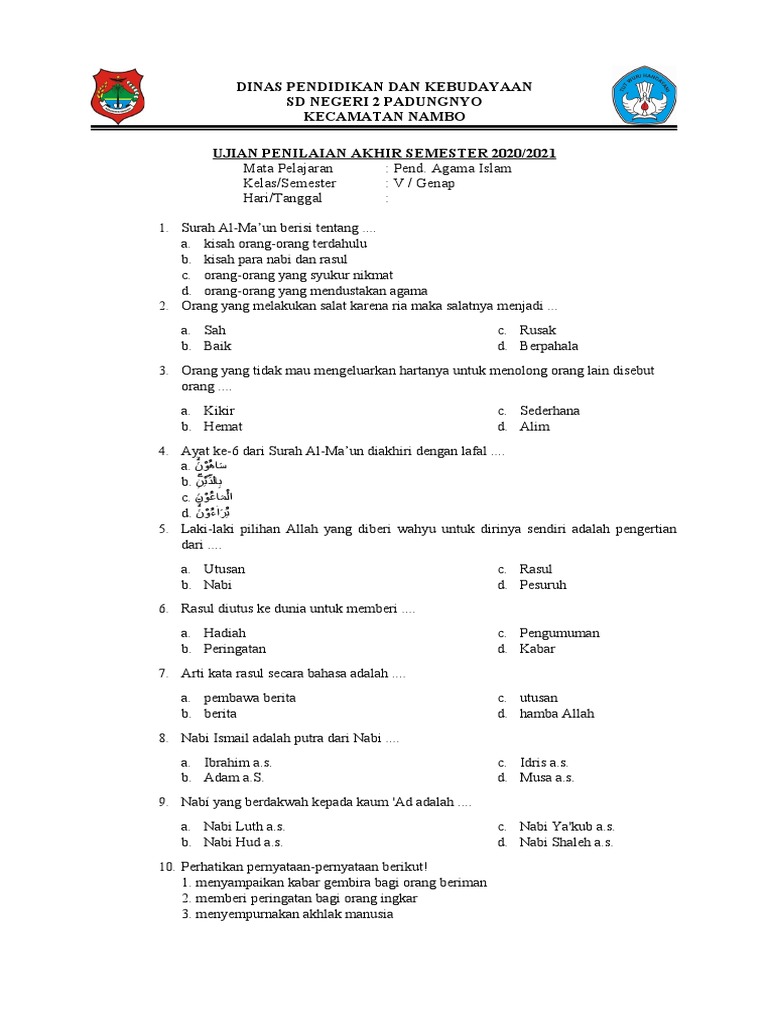 Soal PAI Kelas 5 | PDF