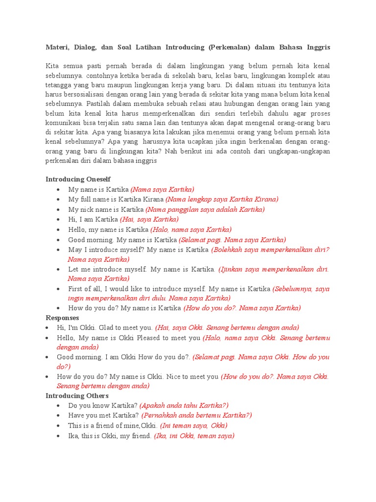 INTRODUCING ONESELF AND OTHERS | PDF