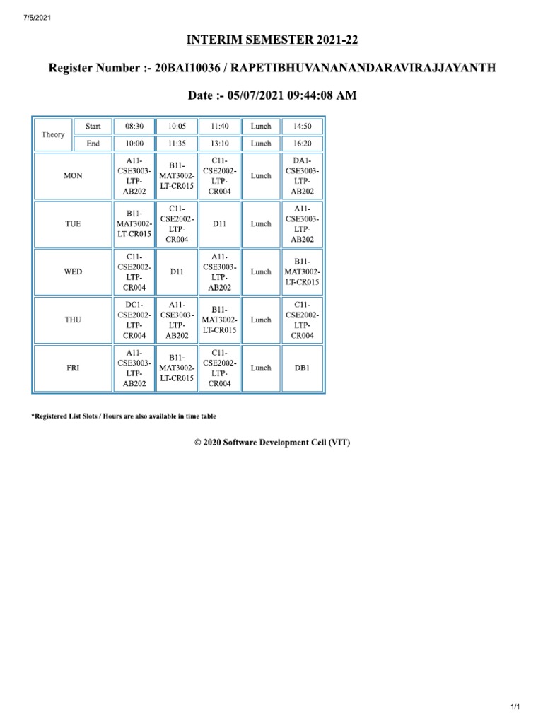 Mock Timetable | PDF