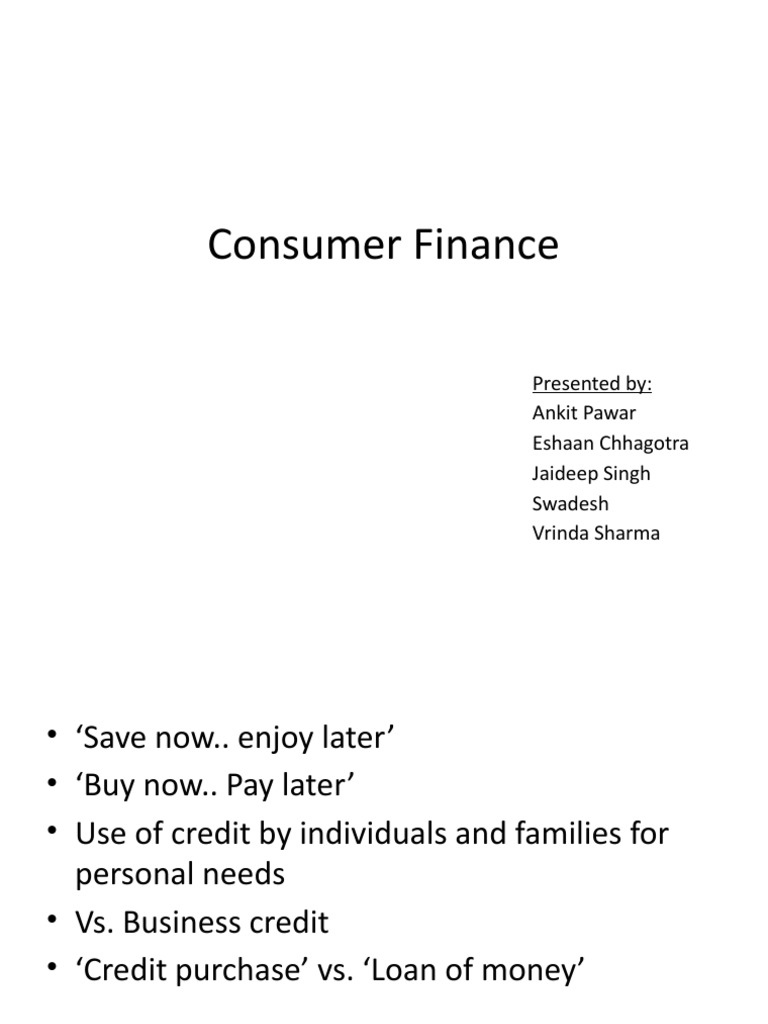 Consumer Finance | PDF | Loans | Finance & Money Management