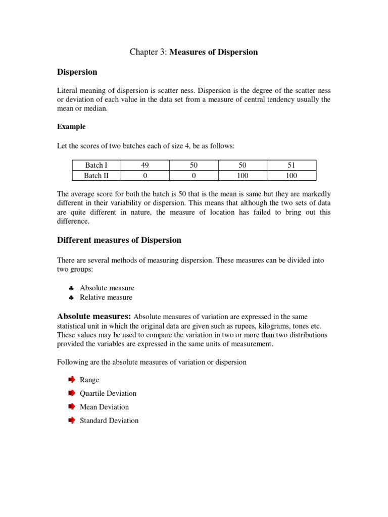 Understanding Measures of Dispersion | PDF | Mean | Standard Deviation