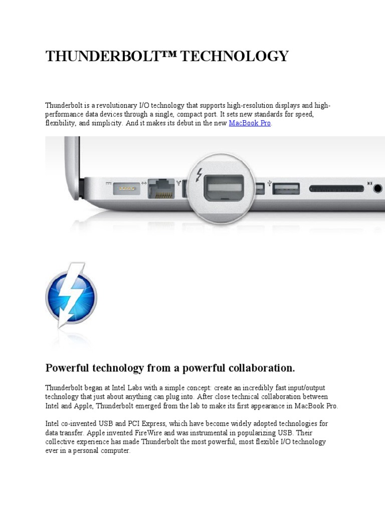 Thunderbolt Technology | PDF | Usb | Laptop