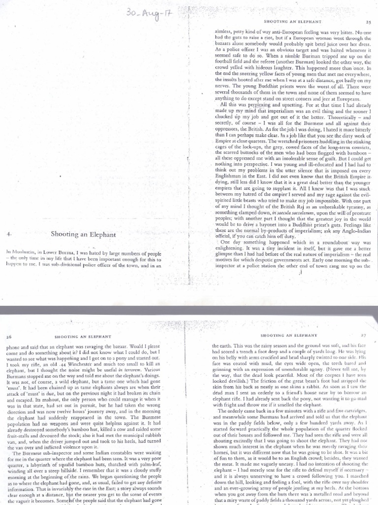 Shooting An Elephant | PDF