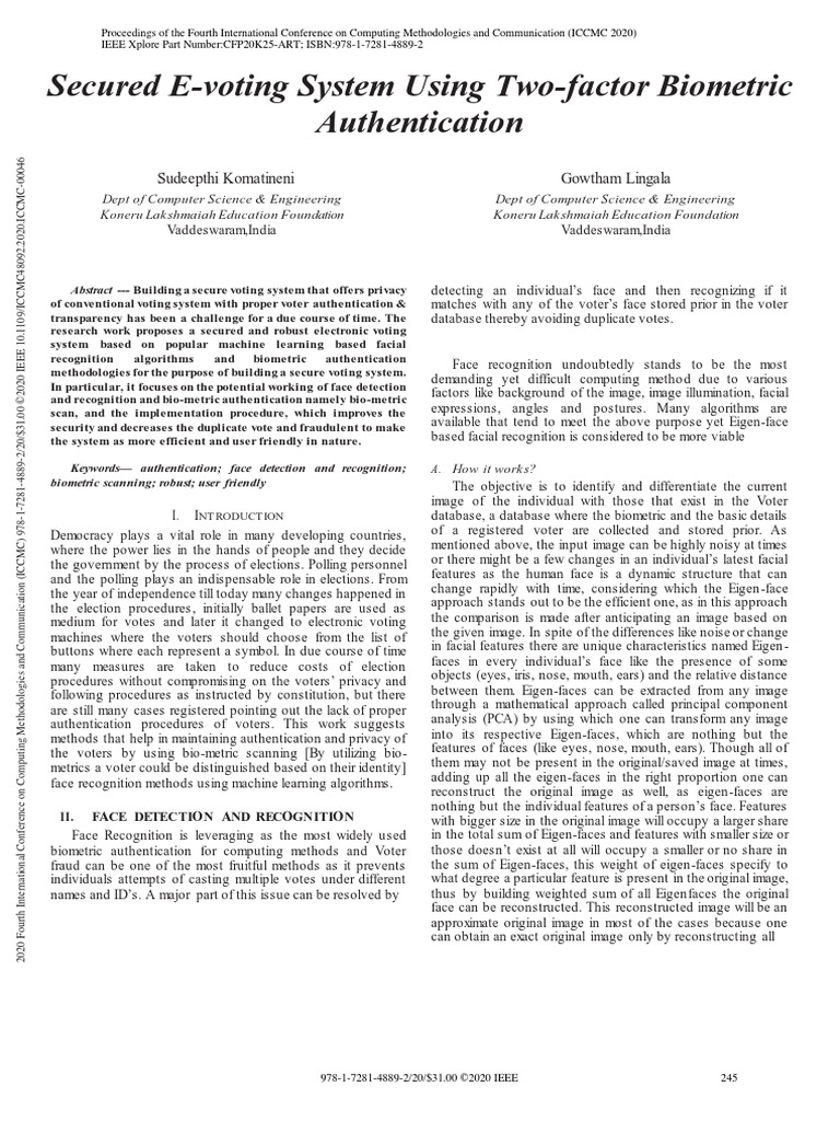 Secured E-Voting System Using Two-Factor Biometric Authentication ...