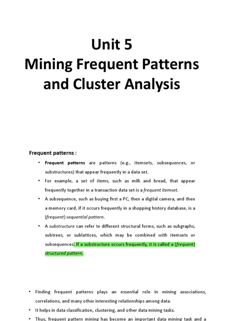 Unit 5 Mining Frequent Patterns and Cluster Analysis | Download Free PDF | Cluster Analysis | Retail