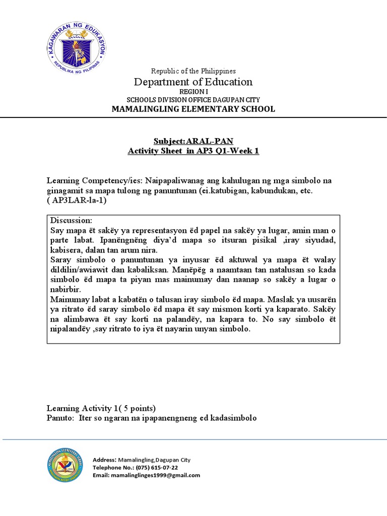 As Aral Pan 3 Quarter 1 Week 1 | PDF