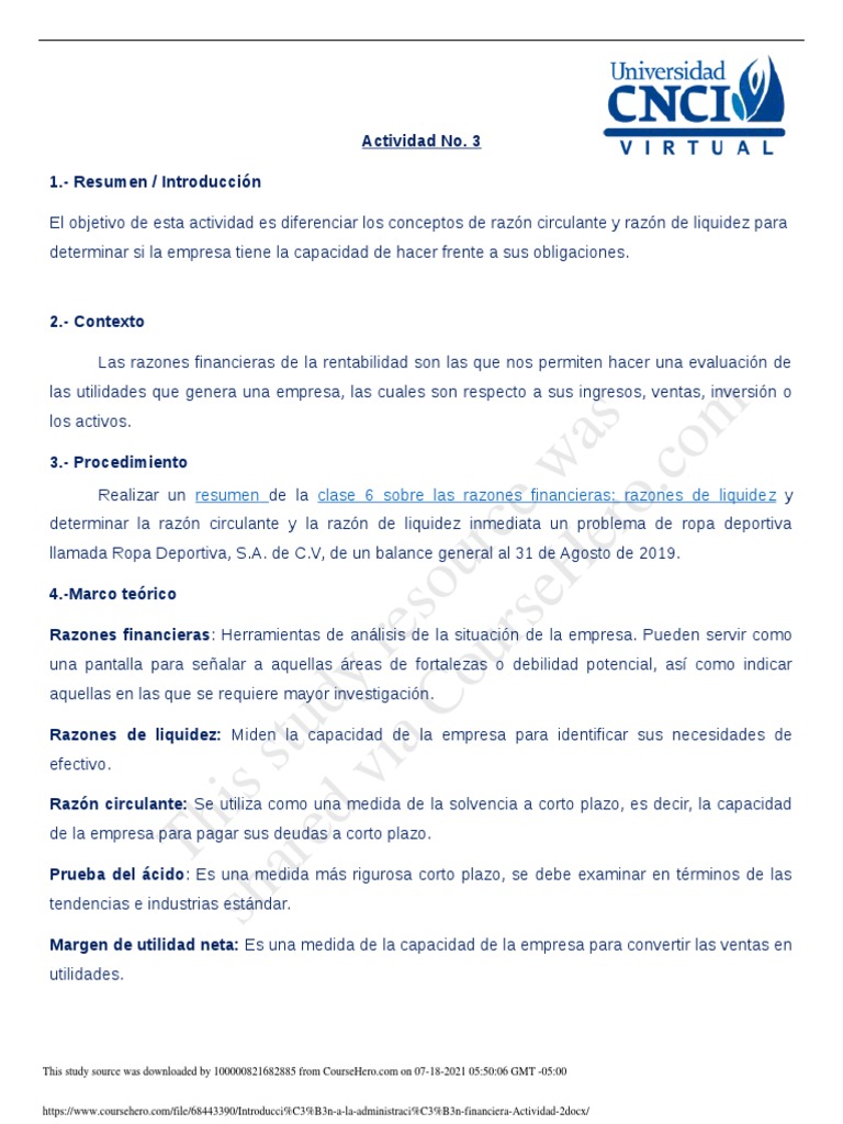 Introducci N A La Administraci N Financiera Actividad 2 | PDF | Liquidez de mercado | Dinero