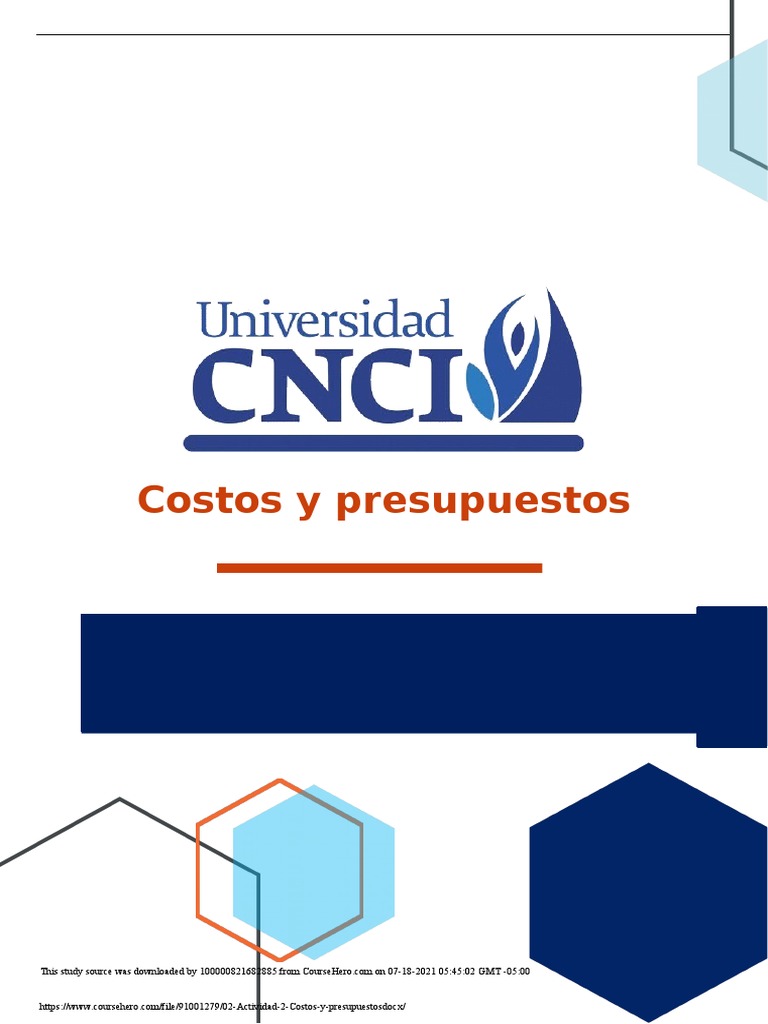 Actividad 2 Costos y Presupuestos | Descargar gratis PDF | Contabilidad | Business