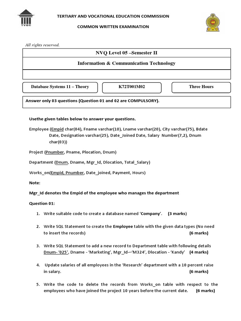 Database Design and Implementation: Creating Tables, Stored Procedures ...