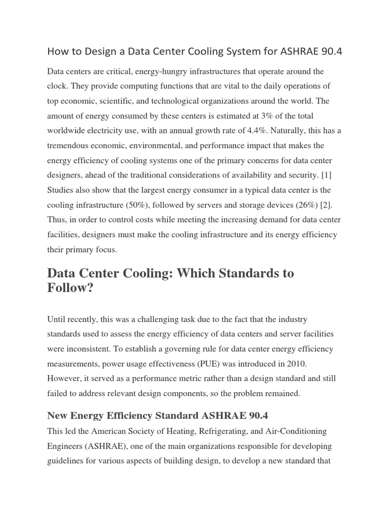 How To Design A Data Center Cooling System For ASHRAE 90 | PDF | Data ...