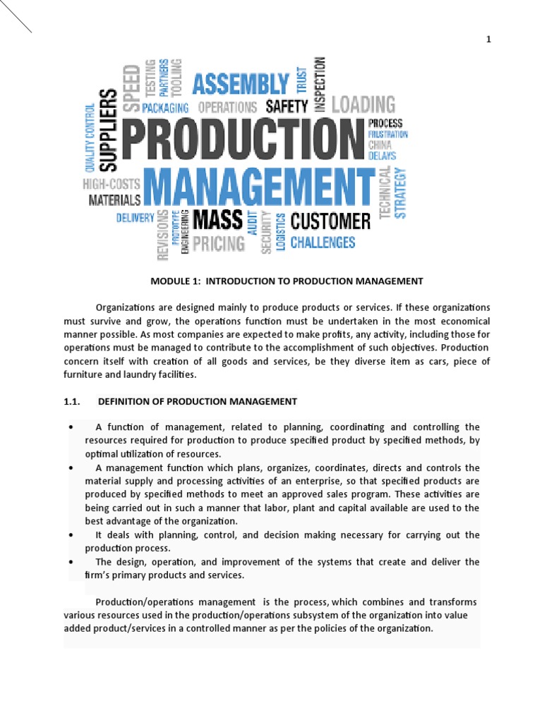 Module 1: Introduction To Production Management | PDF | Operations ...
