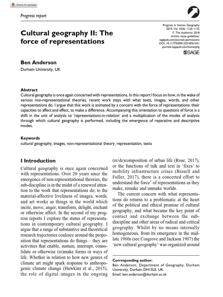 The Force of Representations: Exploring How Cultural Geography Has ...