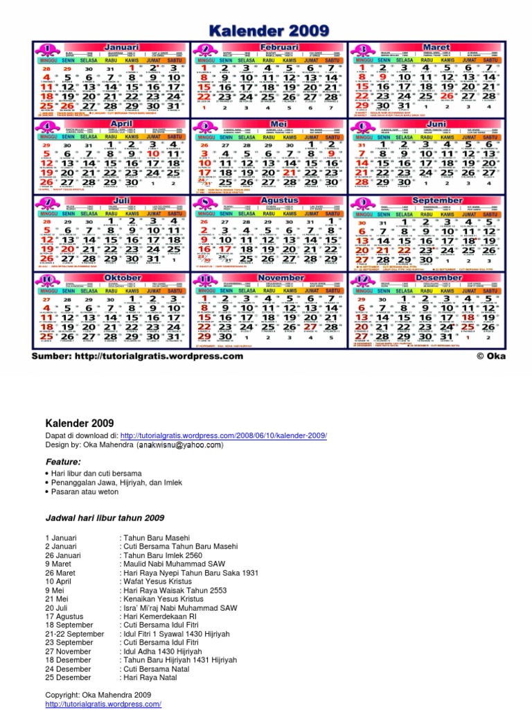 Kalender 2009 Lengkap | PDF | Ilmu Sosial | Agama & Spiritualitas