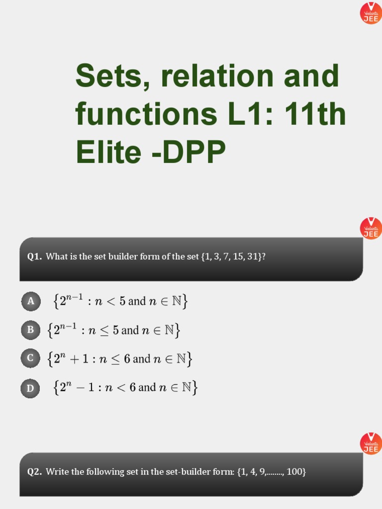 Important Set Questions for Class 11 | PDF | Teaching Mathematics