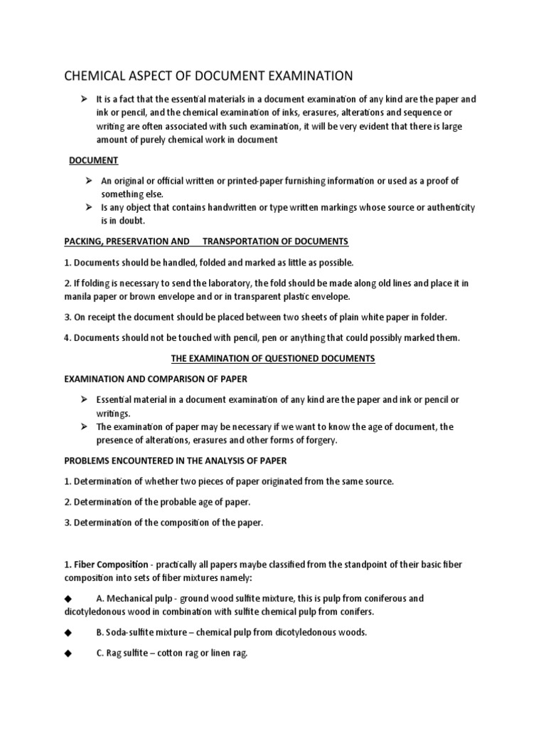 Chemical Aspect of Document Examination | PDF | Ink | Paper