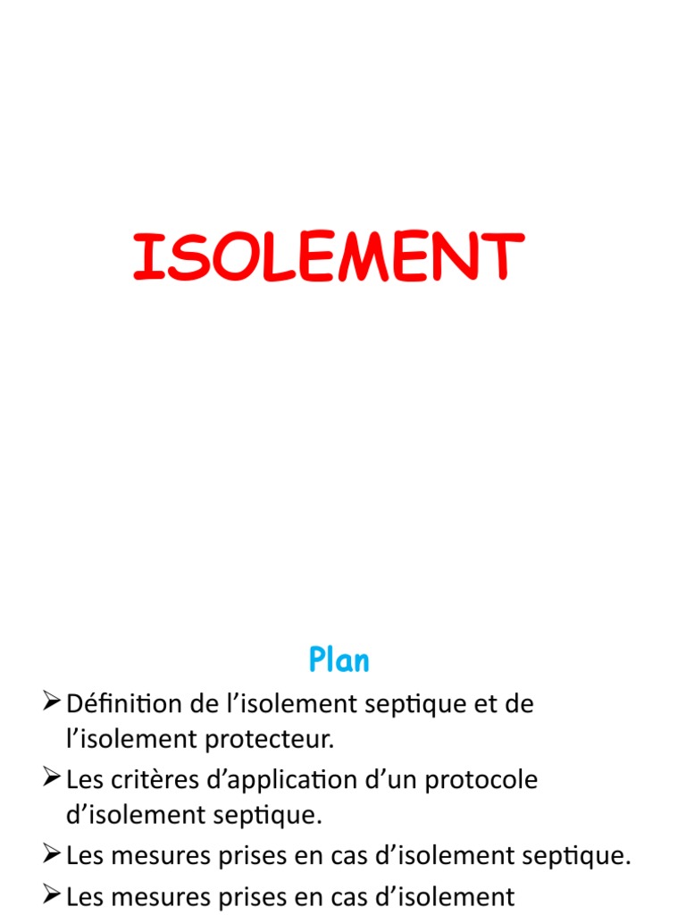 L'isolement Septique | PDF | Infection | Médecine clinique