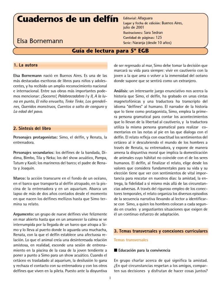 Guia Actividades Cuadernos Un Delfin | PDF | Narrativa | Escritura