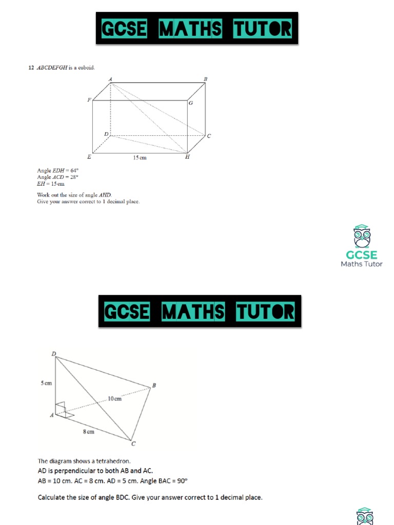 3d Trigonometry Worksheet | PDF