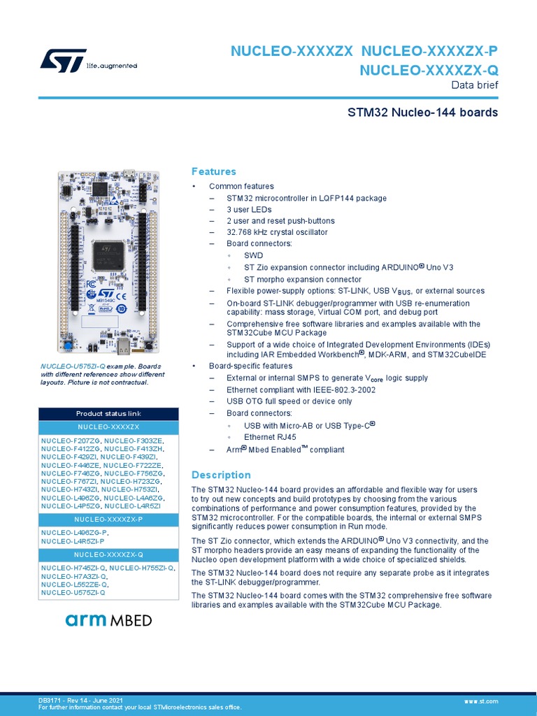 Nucleo F429zi | PDF | Microcontroller | Computer Engineering